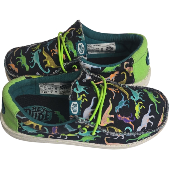 Hey Dude | Shoes | Hey Dude Kids Dinosaur Print Shoes Multicolor Sz Yt2 ...